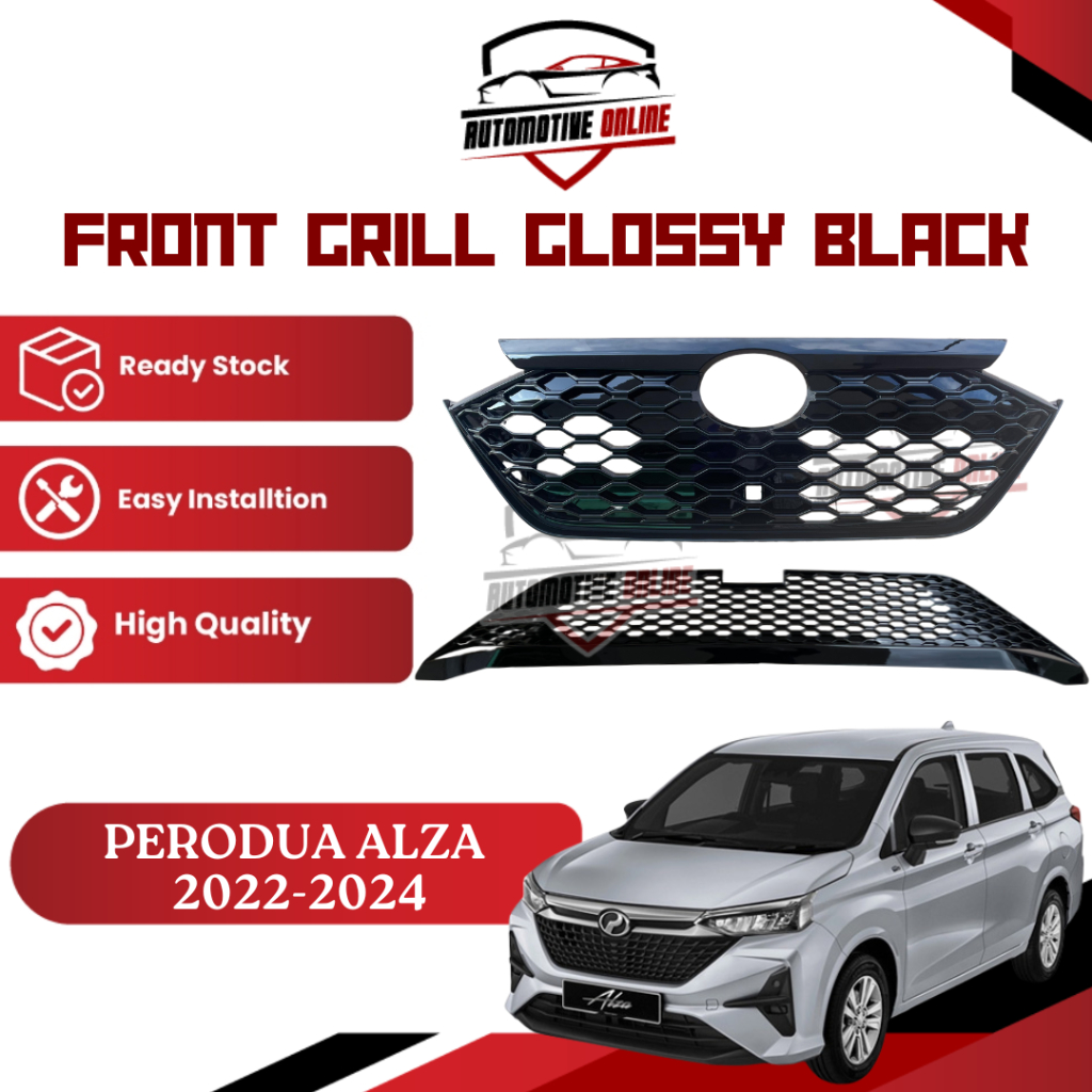 Perodua Alza 2022-2024 New Front Bottom Grill Glossy Black Grilled Plug ...