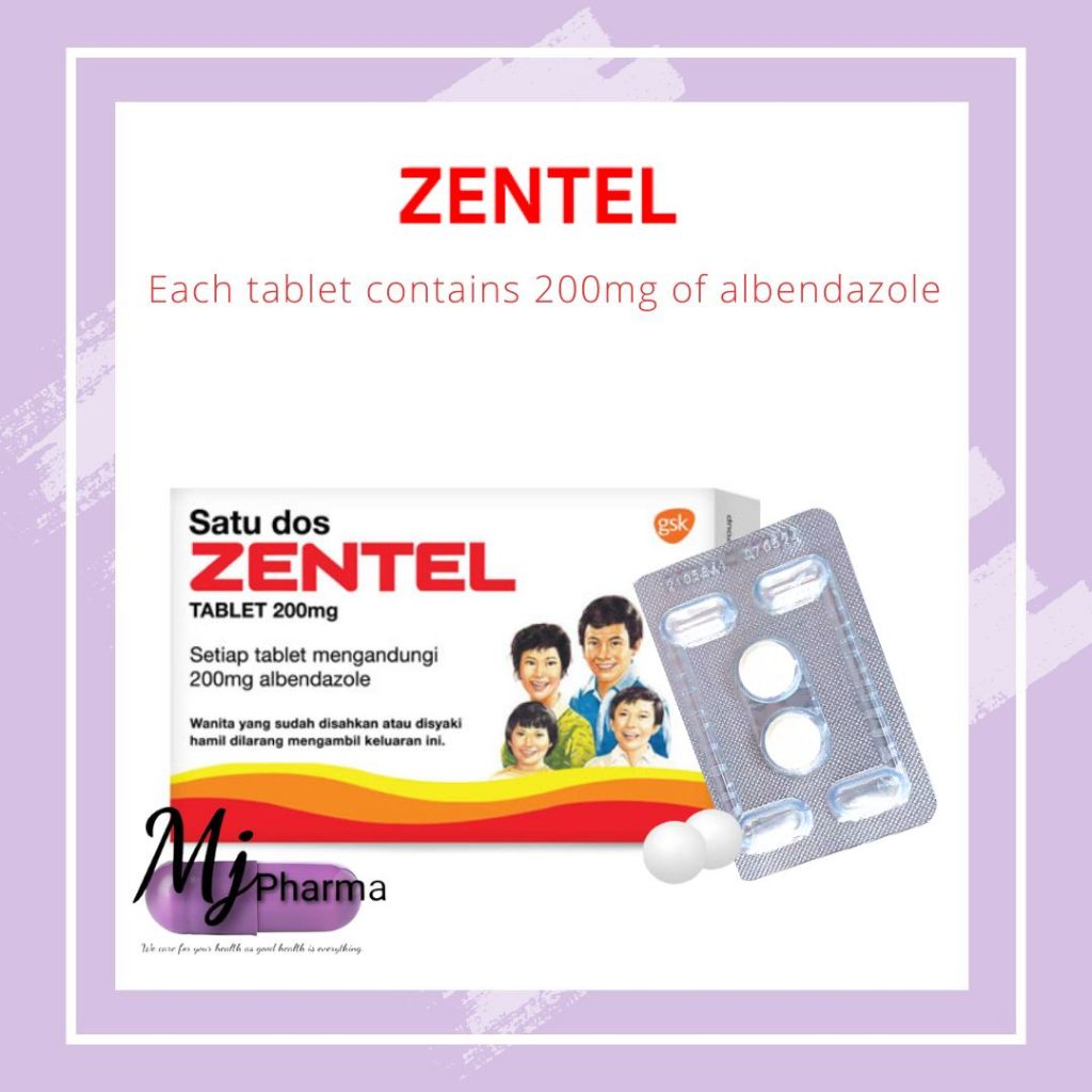 ZENTEL Tablet 200mg albendazole per tablet kill worm ubat cacing ...