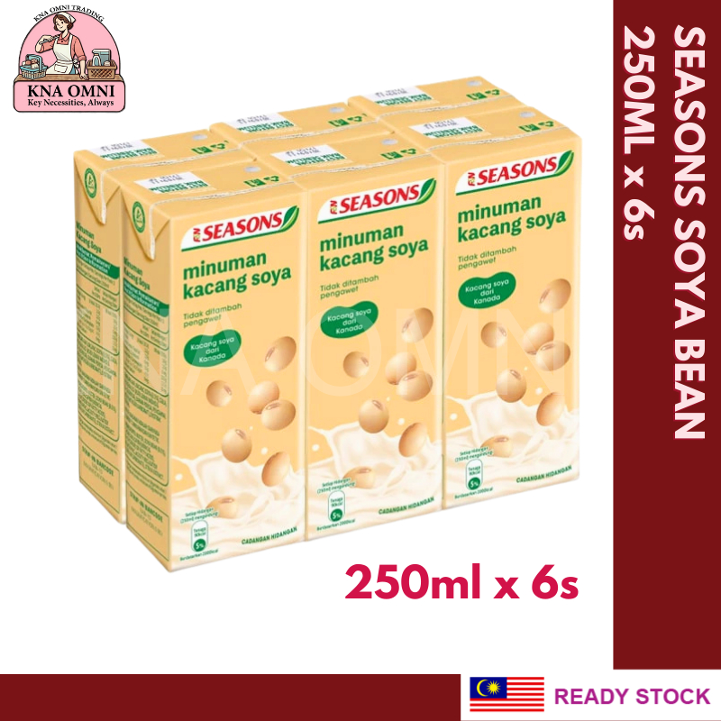 F&N SEASONS Soya Bean Minuman Air Kotak Kacang Soya 250ml x 6s | Shopee ...