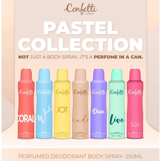 Confetti London Perfumed Deadorant Body Spray (250mL) | Shopee Malaysia