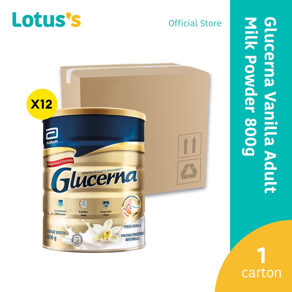 Glucerna Vanilla Adult Milk Powder 800g X 12 (Diabetes-Specific Formula ...
