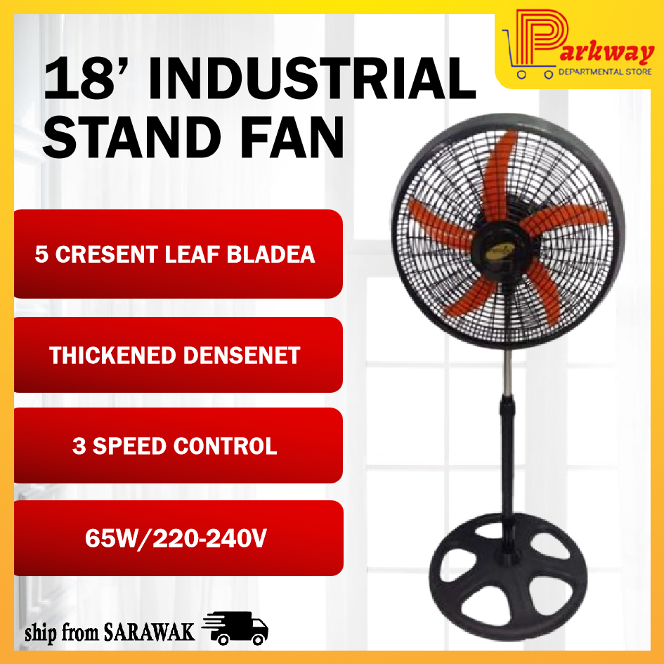 [EAST MSIA]18" INDUSTRI STAND FAN 65W Strong Floor Stand Fan 18" 5 blades 3 Speed Kipas Berdiri ...