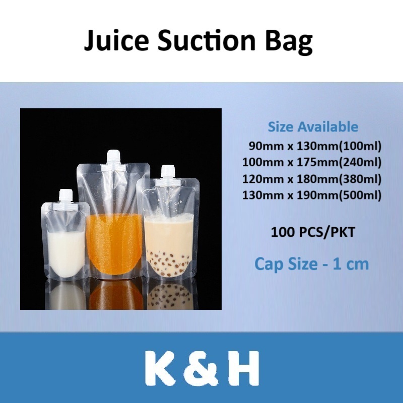 Beg Plastik (100pcs+-) Juice Suction Bag / Suction Water Bag with cap ...