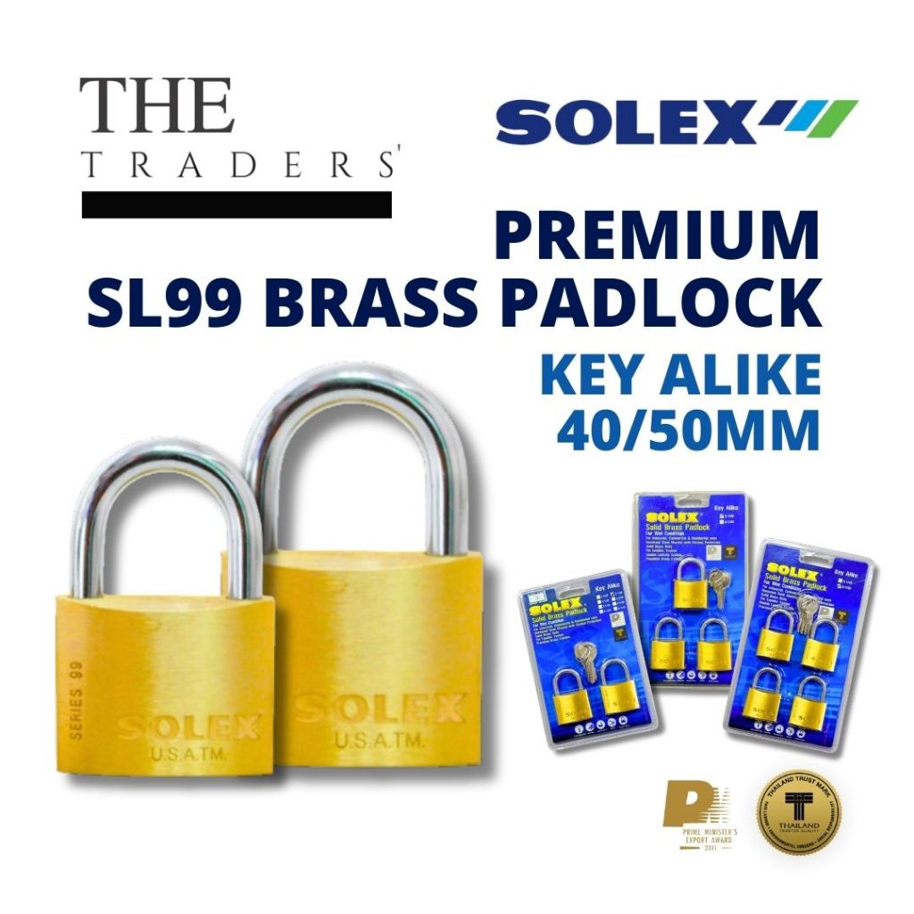 [100% ORIGINAL] SOLEX PREMIUM SL99 Brass Padlock Key Alike Padlocks KA ...