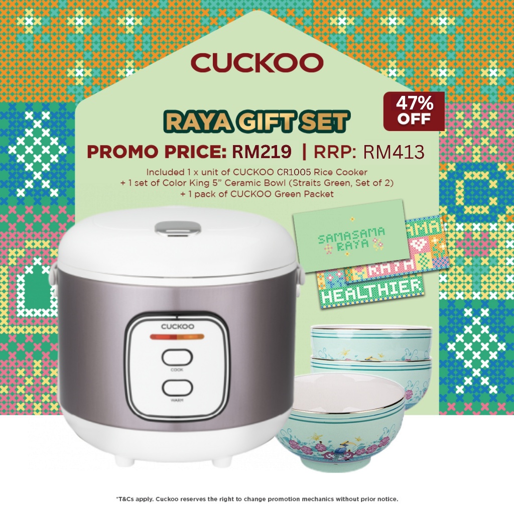 CUCKOO Raya Set - Rice Cooker CR-1005 + Color King Ceramic Bowl + Green ...