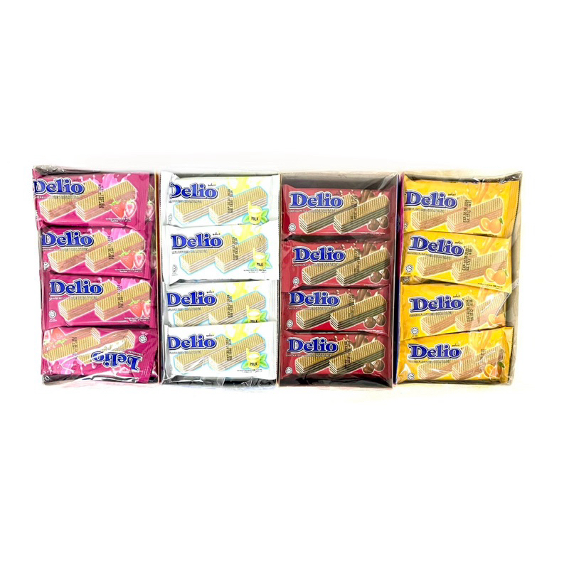 Delio Wafer Cream Chocolate Milk Orange Strawberry Flavour 16g x 24pcs ...