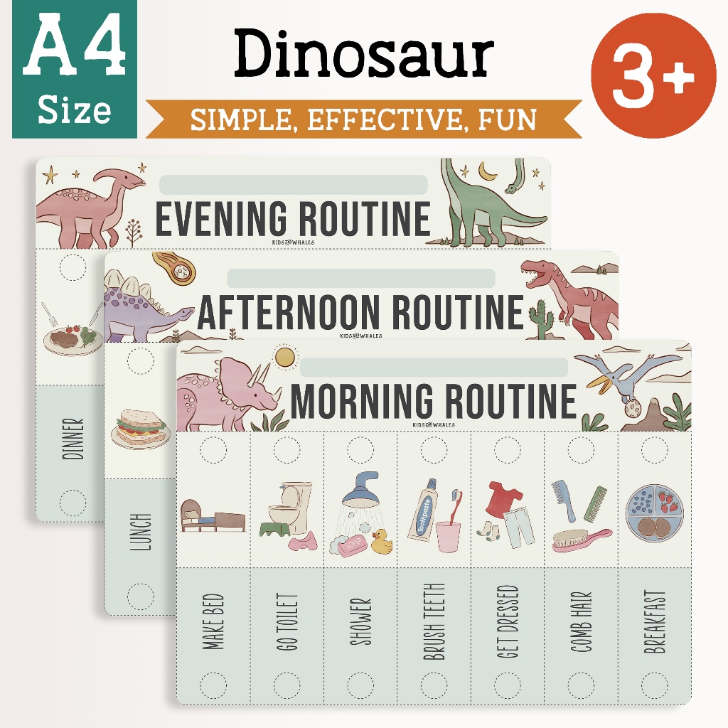 Kidsandwhales Custom Name Dinosaur Daily Routine Board Rutin Harian ...