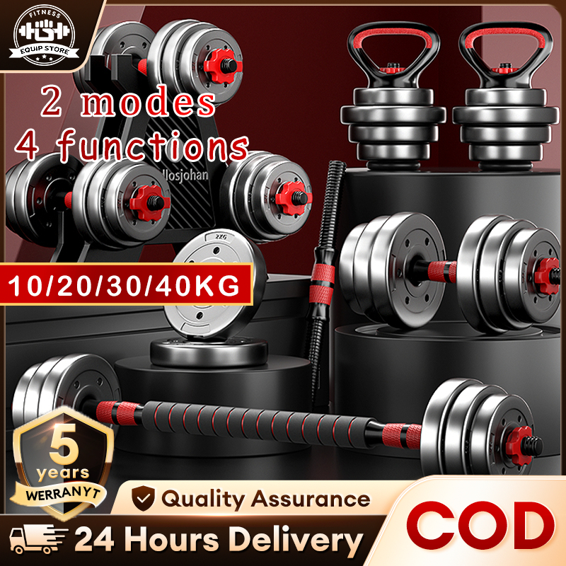 Dumbbell Set Adjustable PVC 10/20/30/40KG Barbell Bumper Rubber Coating ...