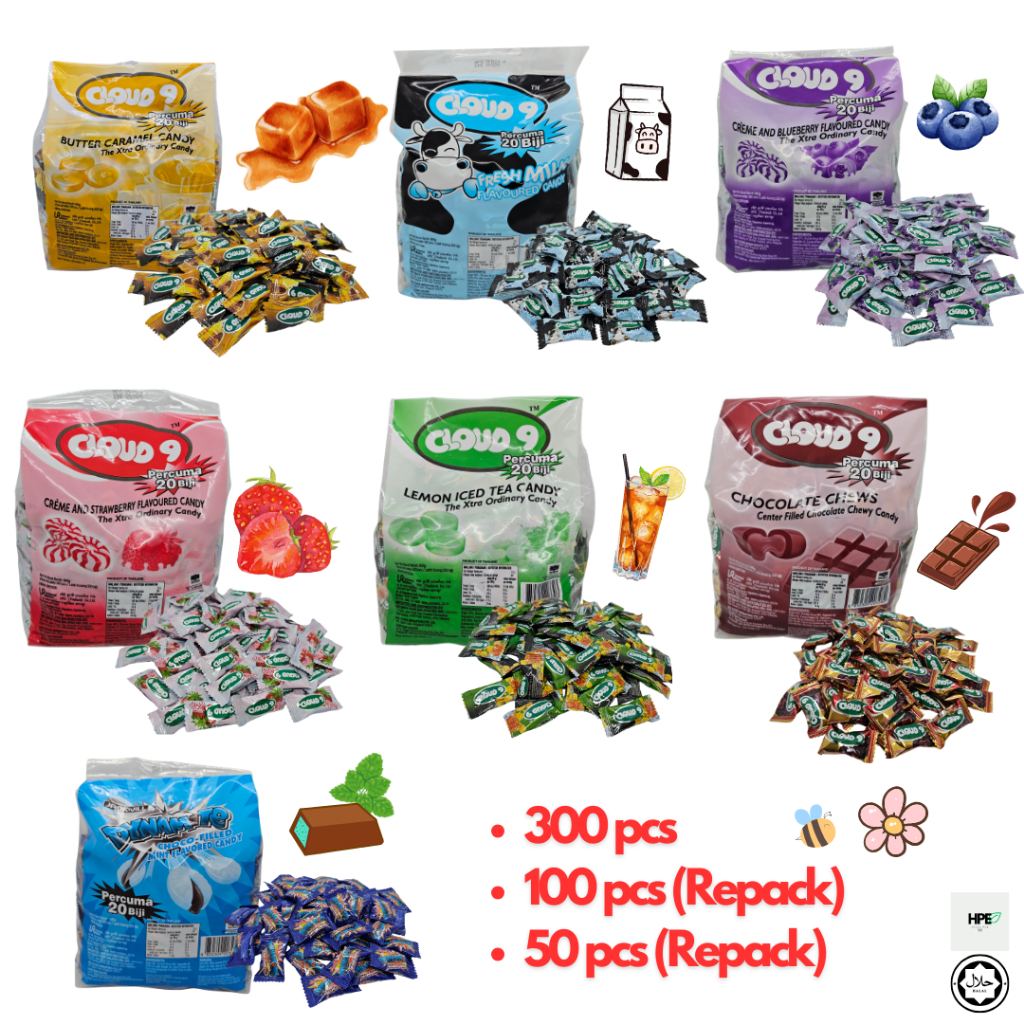 Gula Cloud 9 Candy Strawberry Blueberry Ice Lemon Tea Dynamite Butter ...