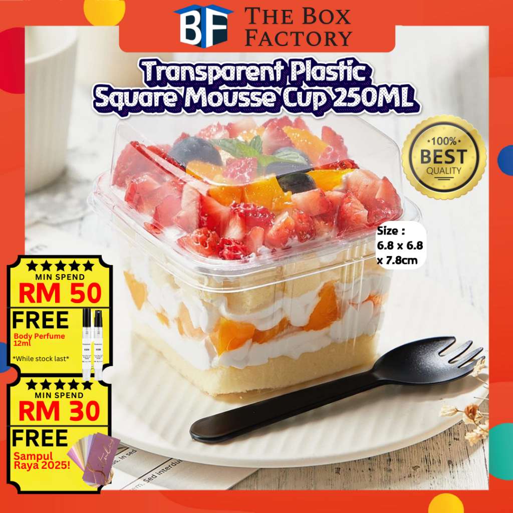 250ml Square Mousse Cake Box Dessert Ice Cream Cup Jelly Food Cup ...