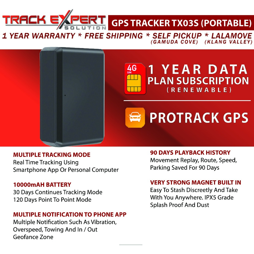 GPS TRACKER PORTABLE TX03S 10000mAH × Portable PNP Easy Installation × ...