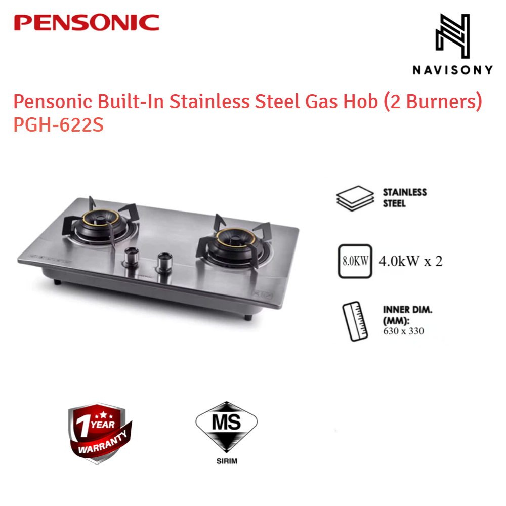 Pensonic Built-In Stainless Steel Gas Hob (2 Burners) PGH-622S | Shopee ...