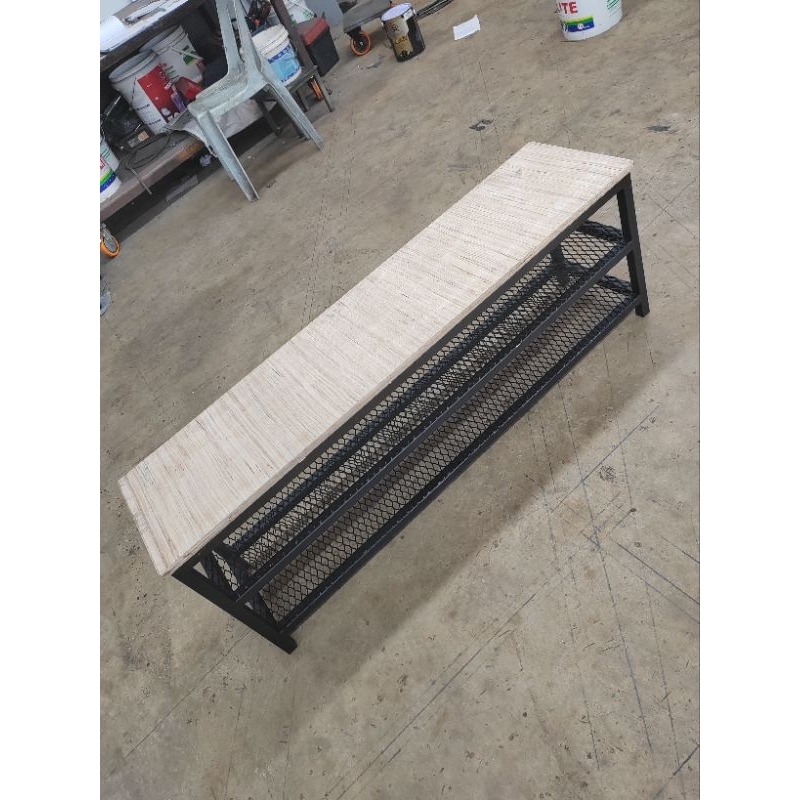 Solid Customised Shoes Rack Rak kasut besi wooden *heavy duty ...