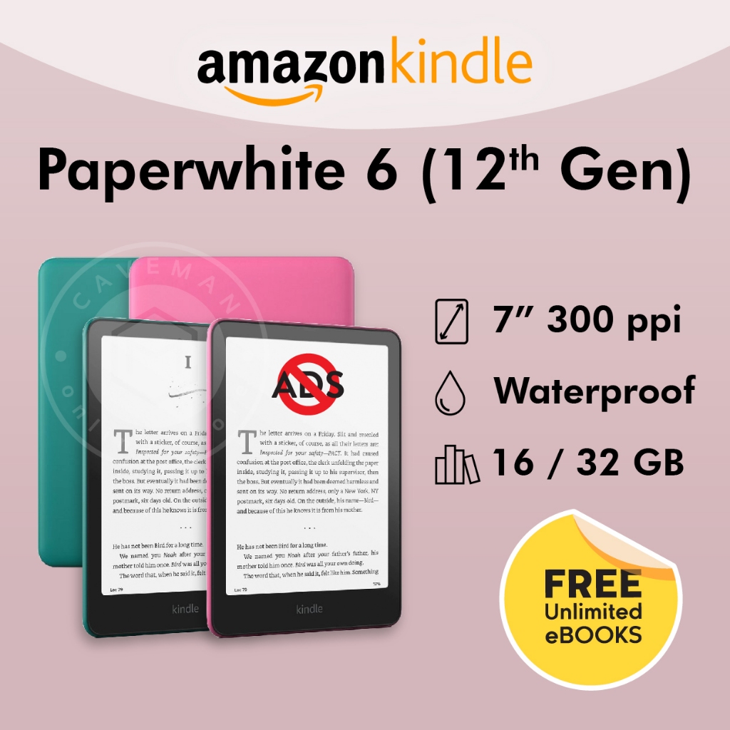 Kindle Paperwhite 6 | 12th Gen (No Ads) - Raspberry & Jade - 16 / 32GB ...