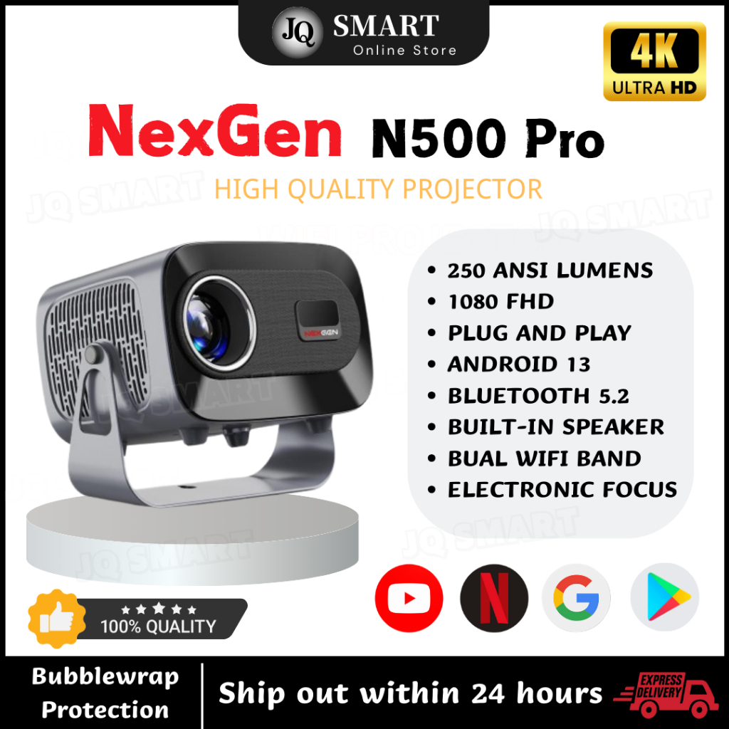NEXGEN N500 PRO FHD Projector Android 13 with Dual WIFi Band Auto Focus ...