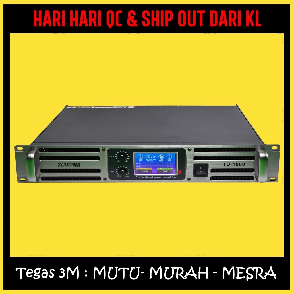 [TEGAS] HARPMAN TD1000 2X1000W 2U POWER AMPLIFIER with TFT DISPLAY ...