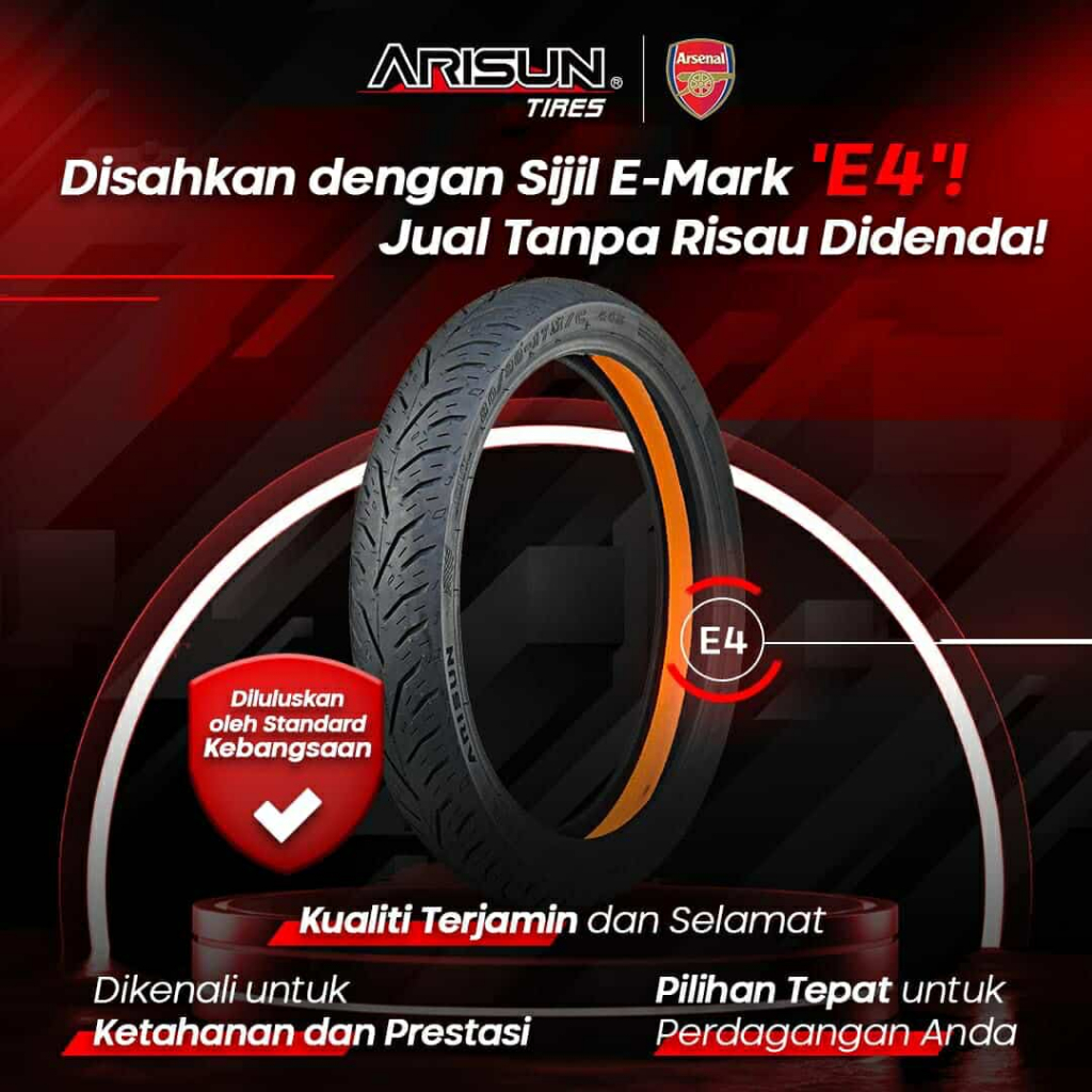 ARISUN TUBELESS TAYAR 70/80 & 70/90 & 80/90 & 90/90 & 100/80 & 110/80 ...