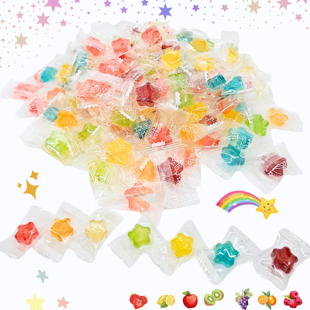 STAR SHAPE Fruity Mix Hard Candy (50pcs) - Fruit Flavour Candies / Gula Gula Bintang Buah Buahan ...