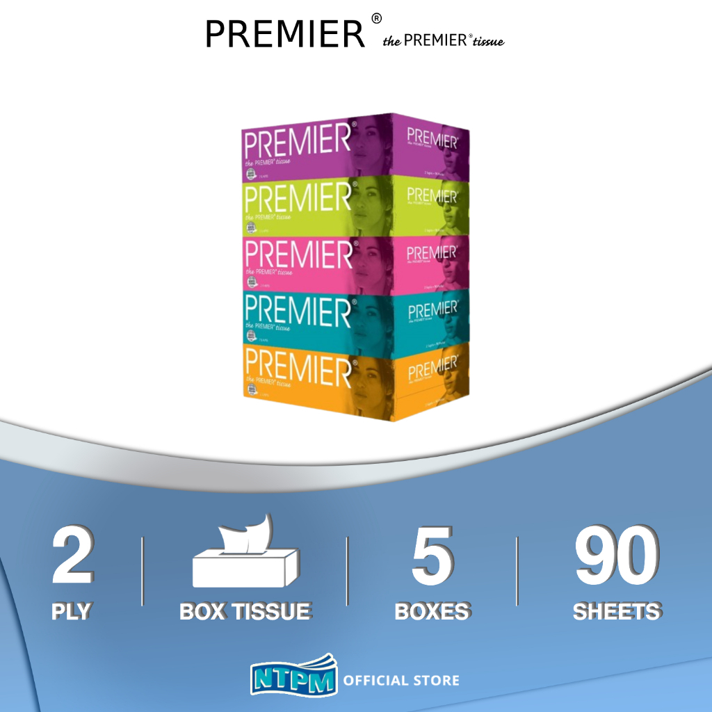 Premier Funky Pack 5C Box Facial Tissue 2 PLY (90's x 5) | Shopee Malaysia