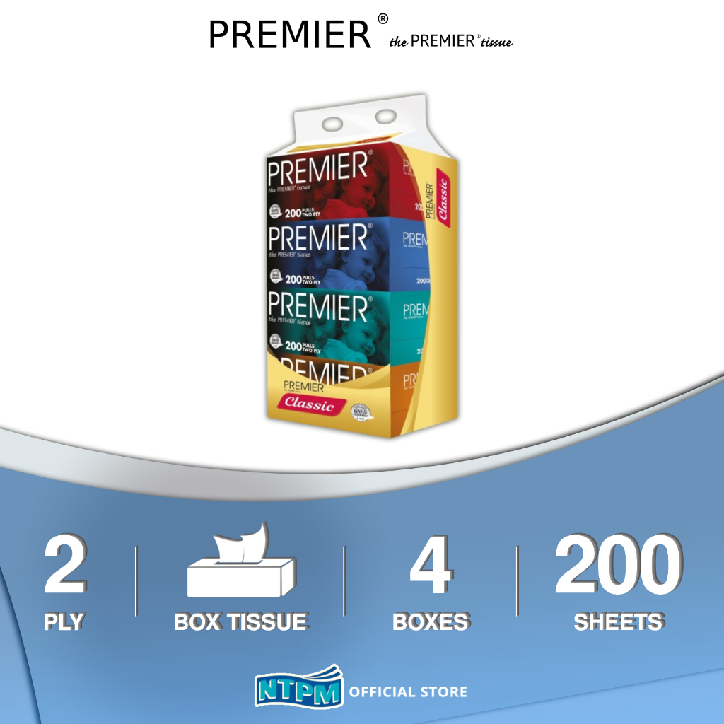 Premier Box Facial Tissue 2 PLY (200's x 4) | Shopee Malaysia