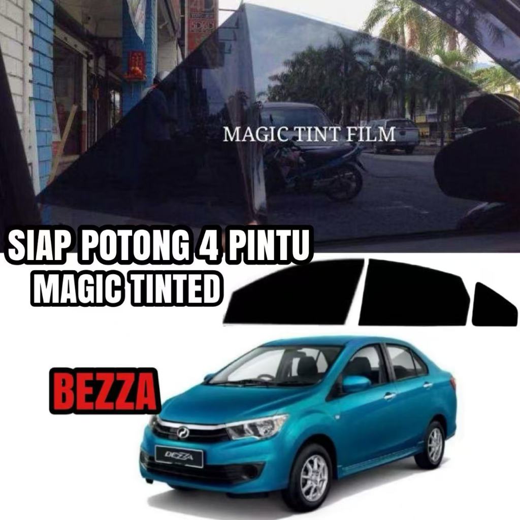 Perodua Bezza 4 Pintu Siap Potong Magic Tinted 80% Gelap Hitam UV Pre ...