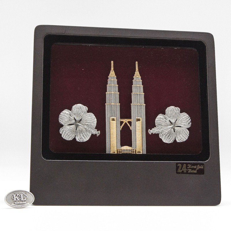 KL Pewter [681] Twin Towers & Bunga Raya (Gold) | Table Frame | Shopee ...