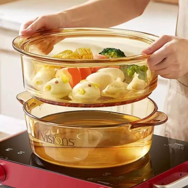 24cm High Borosilicate Glass Food Steamer Tray Glass Steamer Basket ...