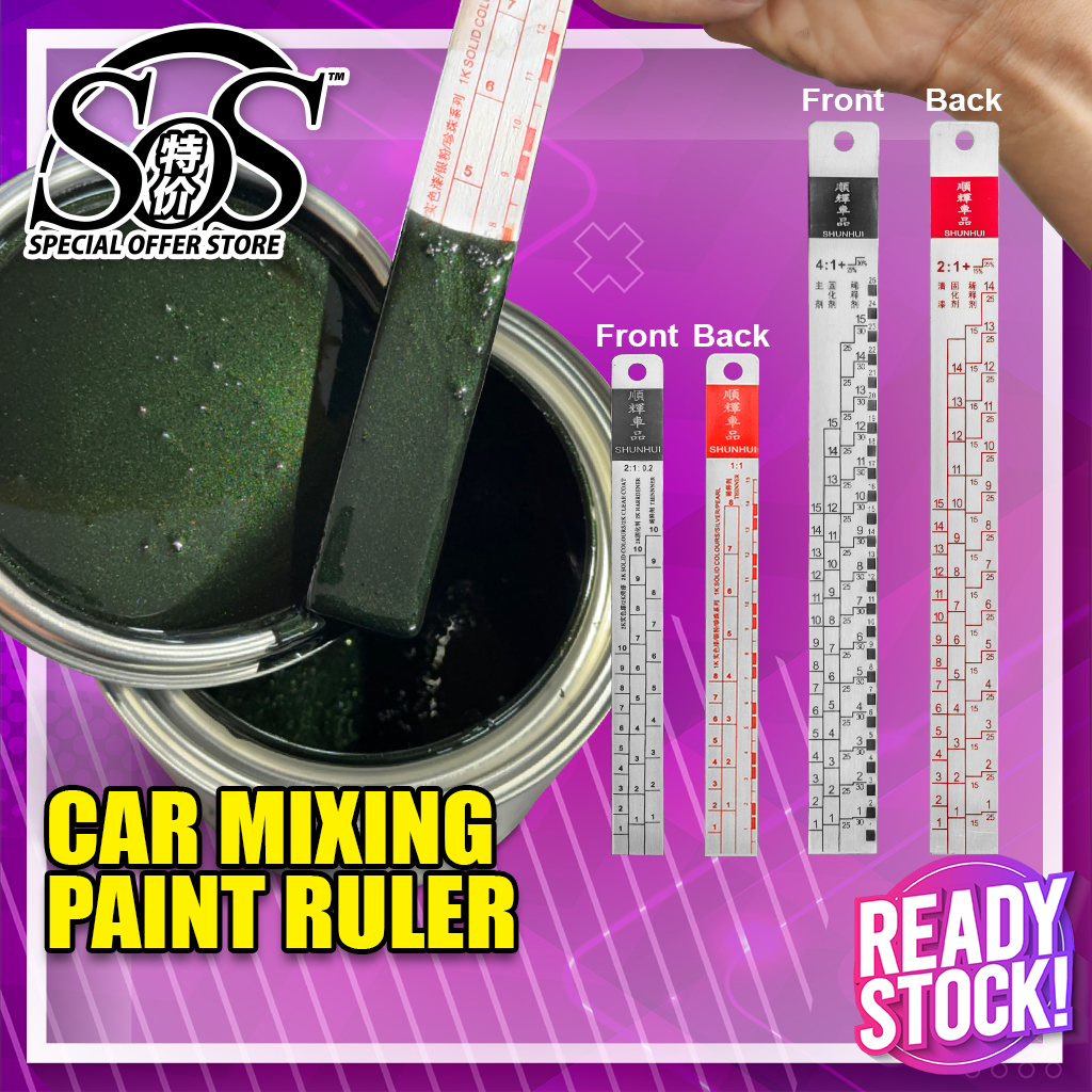 Car Paint Mixing Ruler Measuring Scale Mixing Stick Pembaris Ukur Cat ...