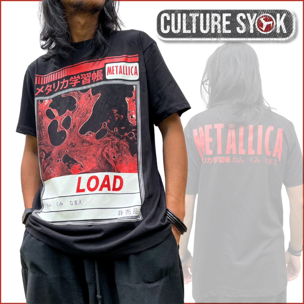 Baju-T METALLICA Japan Load 100% Kapas Premium Cetakan Skrin Plastisol– Rock & Metal Band T ...