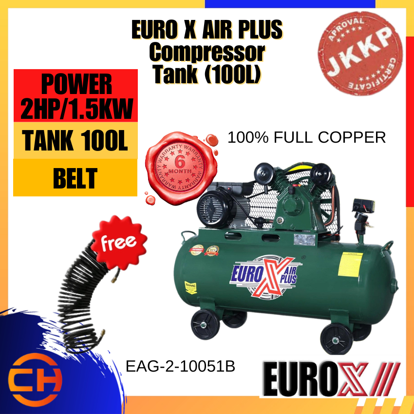 EUROX AIR PLUS Belt-Driven Air Compressor 100L 2HP (EAG-2-10051B) | Shopee Malaysia