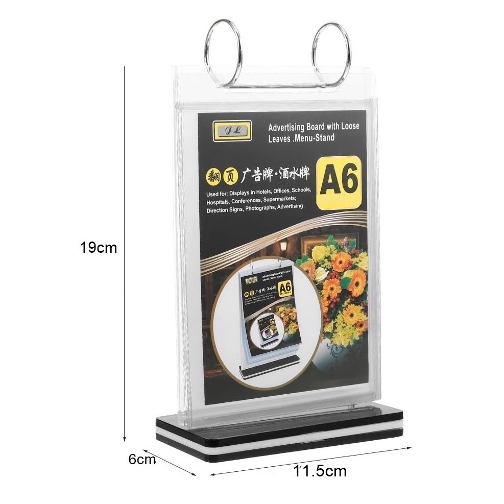 A6 Flip Menu Stand Display Paper Table Stand Vertical Type Acrylic Sign ...