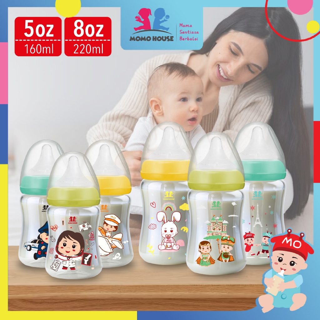 MOMO HOUSE TRITAN Baby Milk Bottle Wide Neck Bottle Botol Susu Baby ...