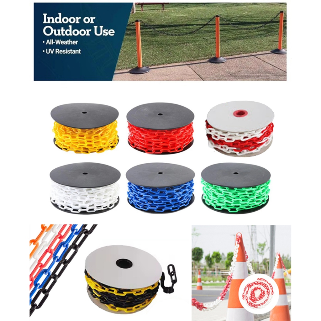 PVC Chain Barrier 25m Safety Barricade Chain PVC Link Chain Outdoor and ...