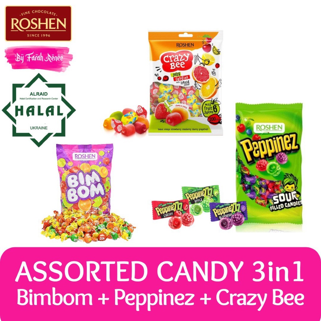 Roshen 3 Candies BIM BOM Crazy Fruity Bee Peppinez Combo Sweet Candies ...