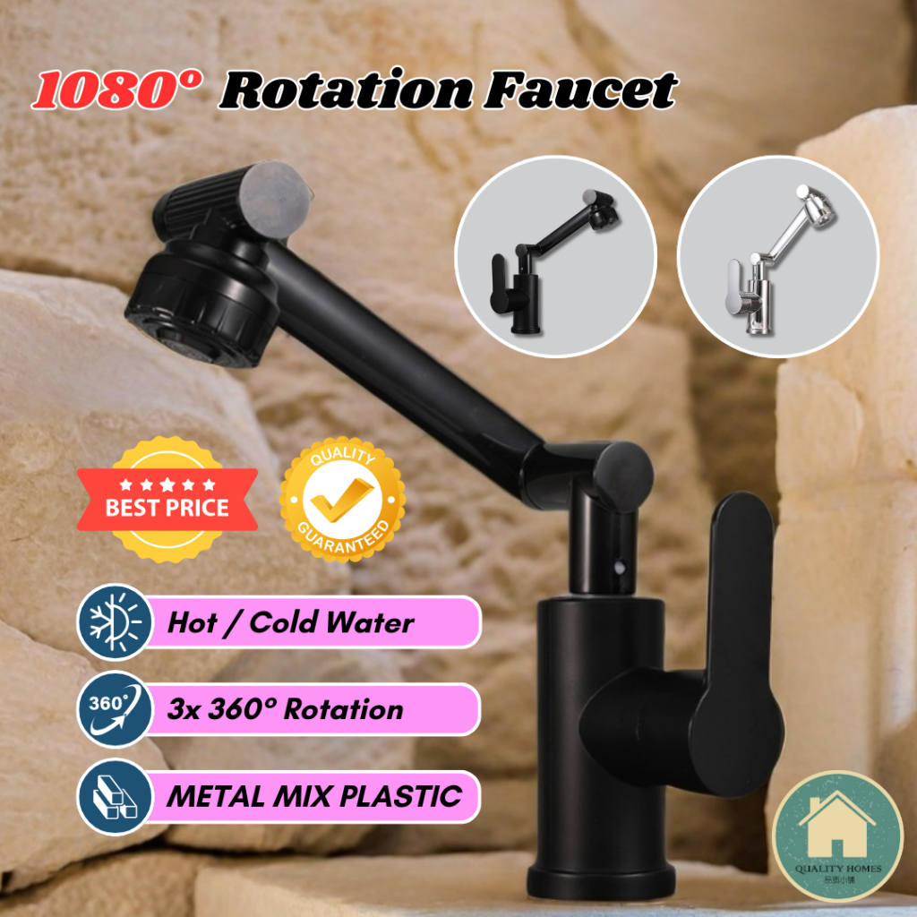 Quality Homes Vertical Type 1080° Rotation Faucet Stainless Steel Mix ...