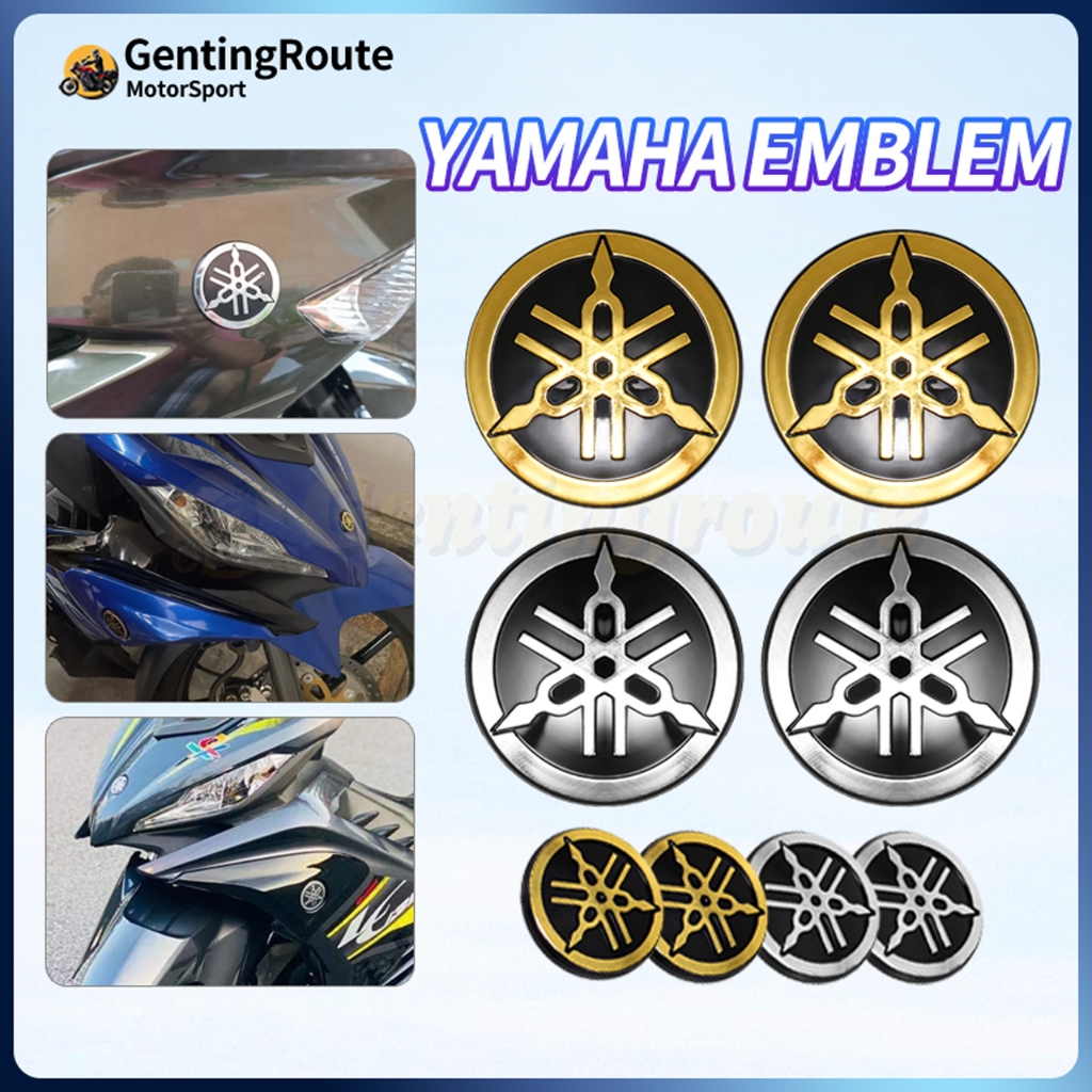4 Pcs 2 Besar 2 Kecil Yamaha Logo Emblem RC Logo 3D Sticker Silver Gold ...