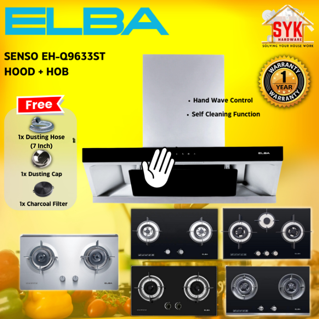 SYK ELBA SENSO EH-Q9633ST(SS) Kitchen Hood Cooker Hood and Hob Set Hood ...