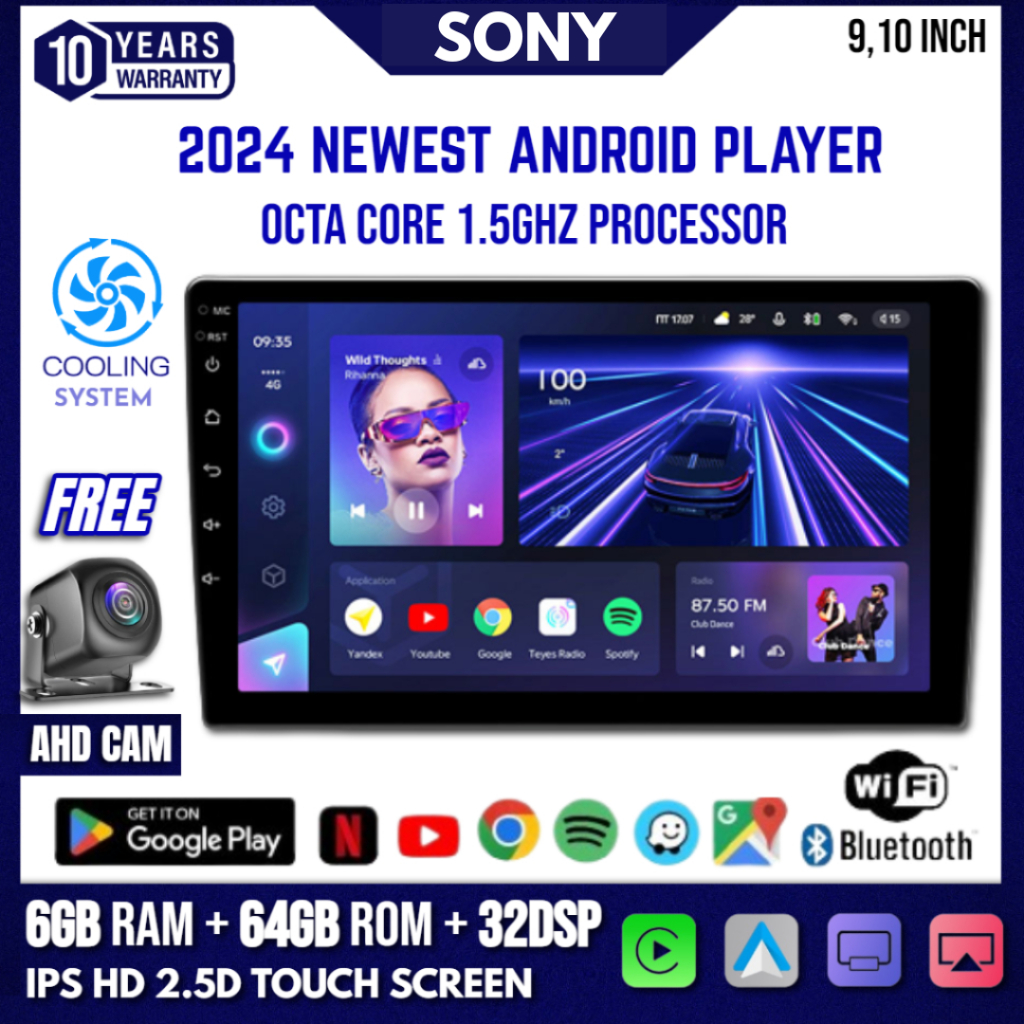 💥With Cooling System💥SONY Android Player[𝟔+𝟔𝟒𝐆𝐁 𝐑𝐎𝐌]9"10'' inch Quad ...