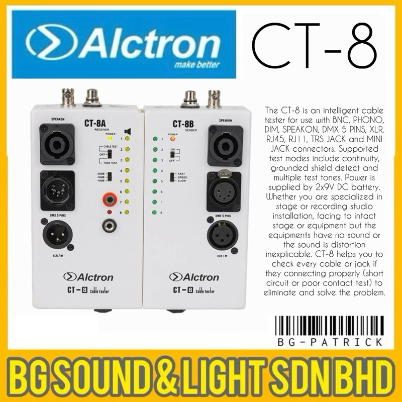 Alctron CT-8 Intelligent cable tester CT8 SPEAKON / 5 PIN XLR / 3 PIN ...