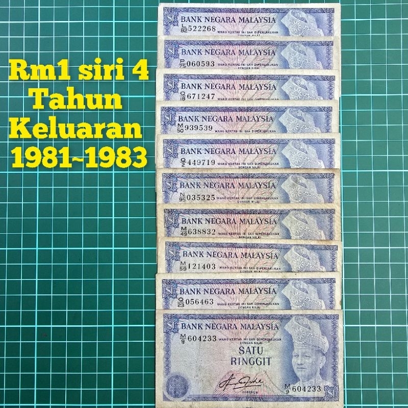 (A57) duit kertas lama rm1 siri 4 duit lama duit kertas siri keempat kedai duit lama duit ...