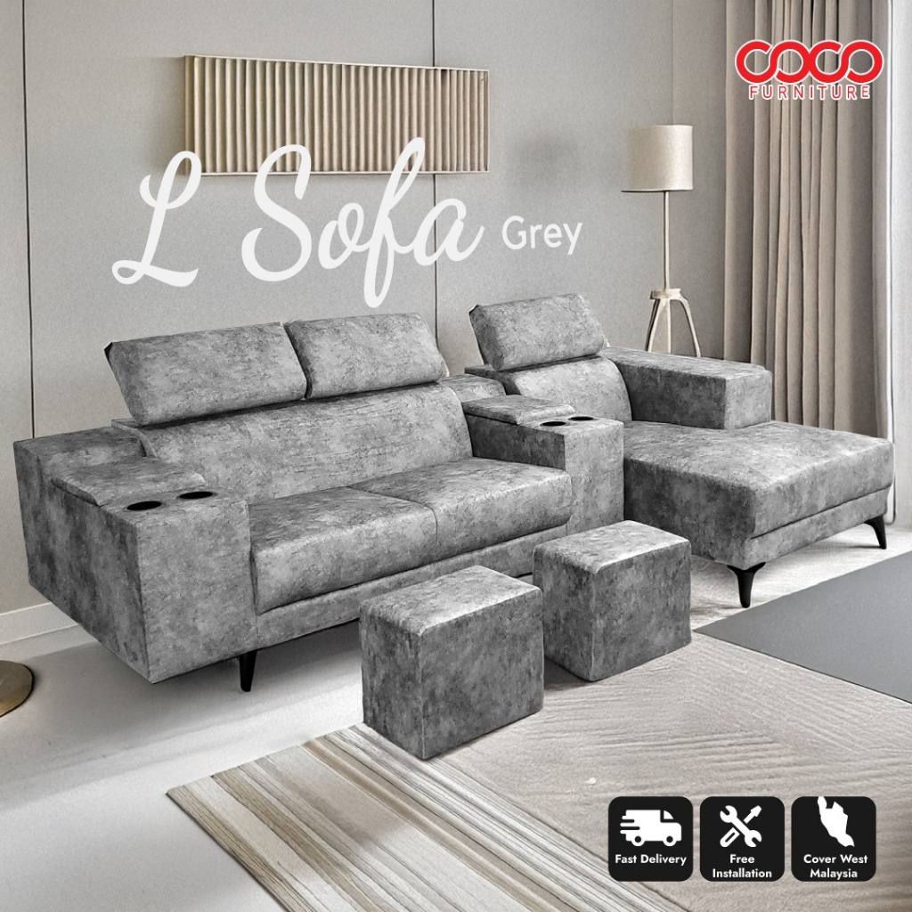 Free Pasang/ L-Shape Sofa/Velvet Fabric Water Proof/3Seater Sofa ...