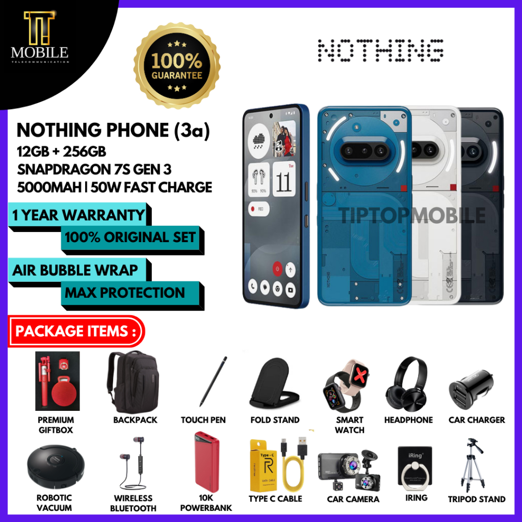 (NEW) Nothing Phone (3a) [ RAM 12GB + ROM 256GB ] Original Nothing Malaysia | Shopee Malaysia