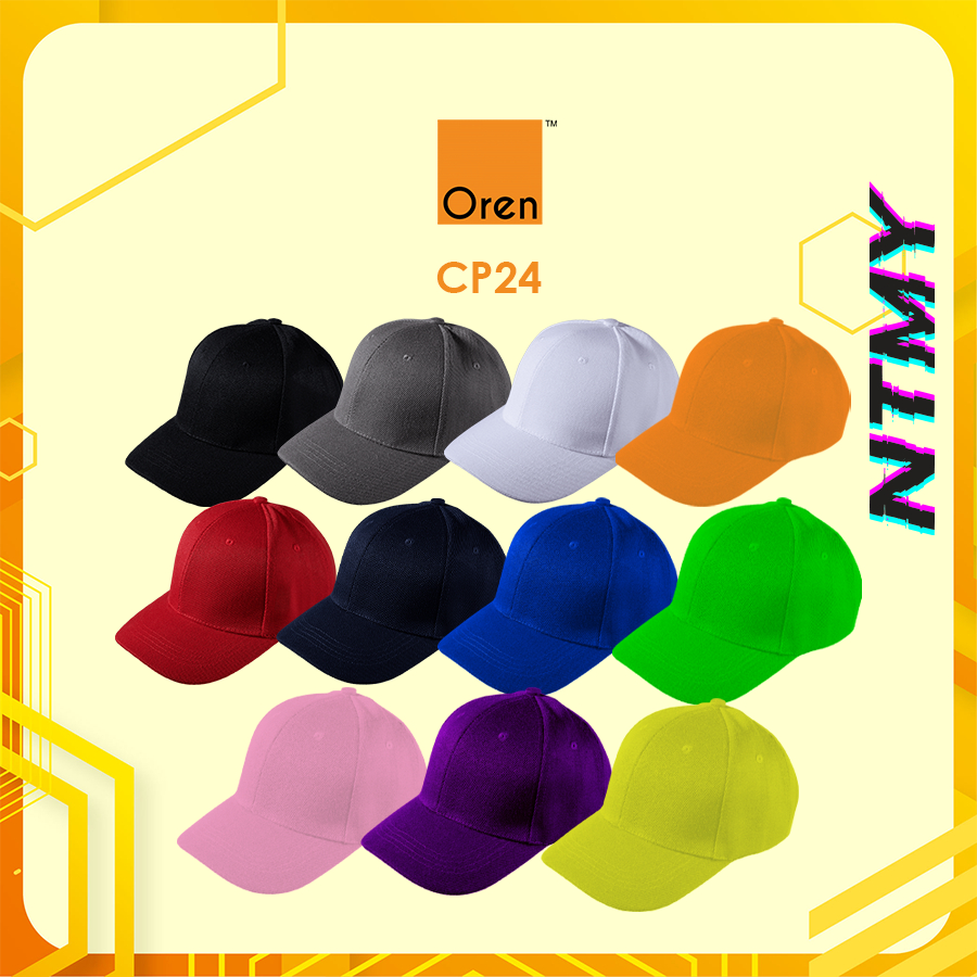 Oren Sport CP24 Youth Baseball 6-Panel Cap Cotton With Velcro Tape ...