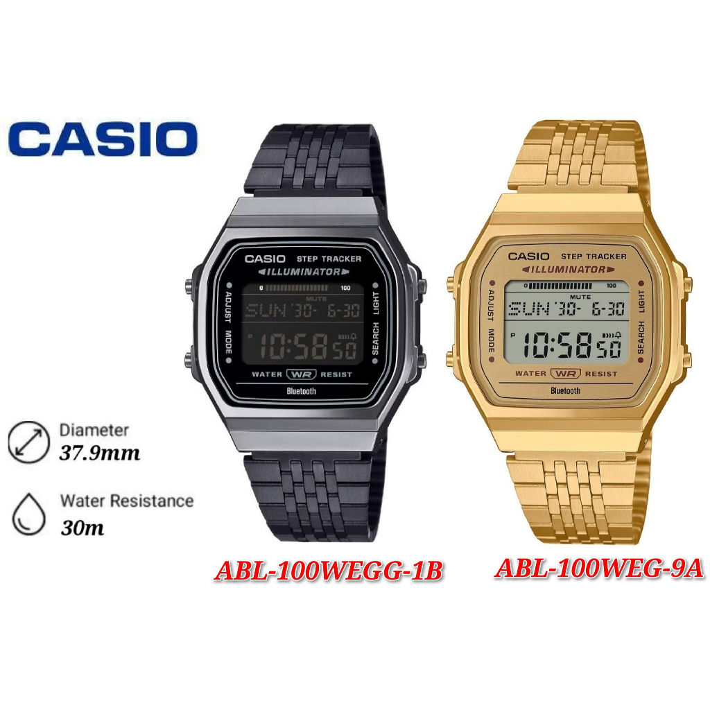 Casio Vintage ABL-100WEG-9A / ABL-100WEGG-1B Smartphone Link Bluetooth Stainless Steel Men Watch ...