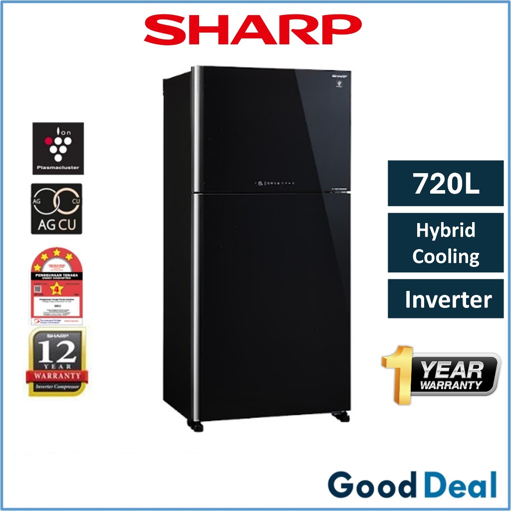 Sharp 882MFGK / 882MFGM 720L Inverter Glass Door Fridge Refrigerator ...