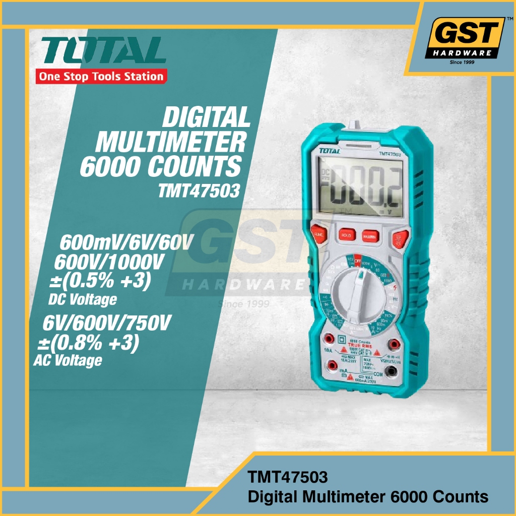 Total Digital Multimeter TMT47503 Voltage Tester 6000 Counts Digital ...