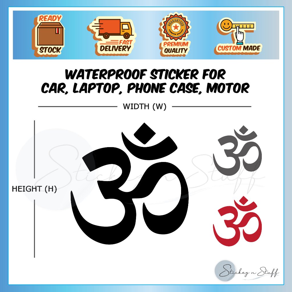 Om Ohm Symbol Sticker Yoga Meditation Sanskrit OM Energy Mirror Bike ...