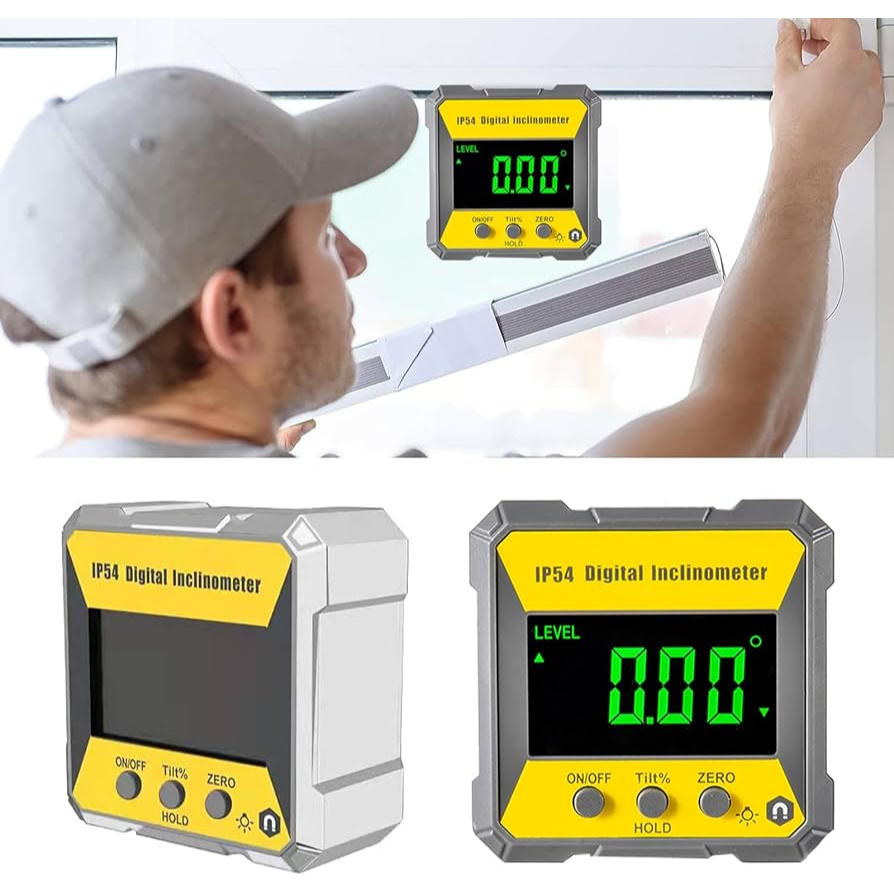 90 Degree Digital LCD Protractor Inclinometer Magnetic 0.2° Accuracy Angle Finder Level Box IP54 ...