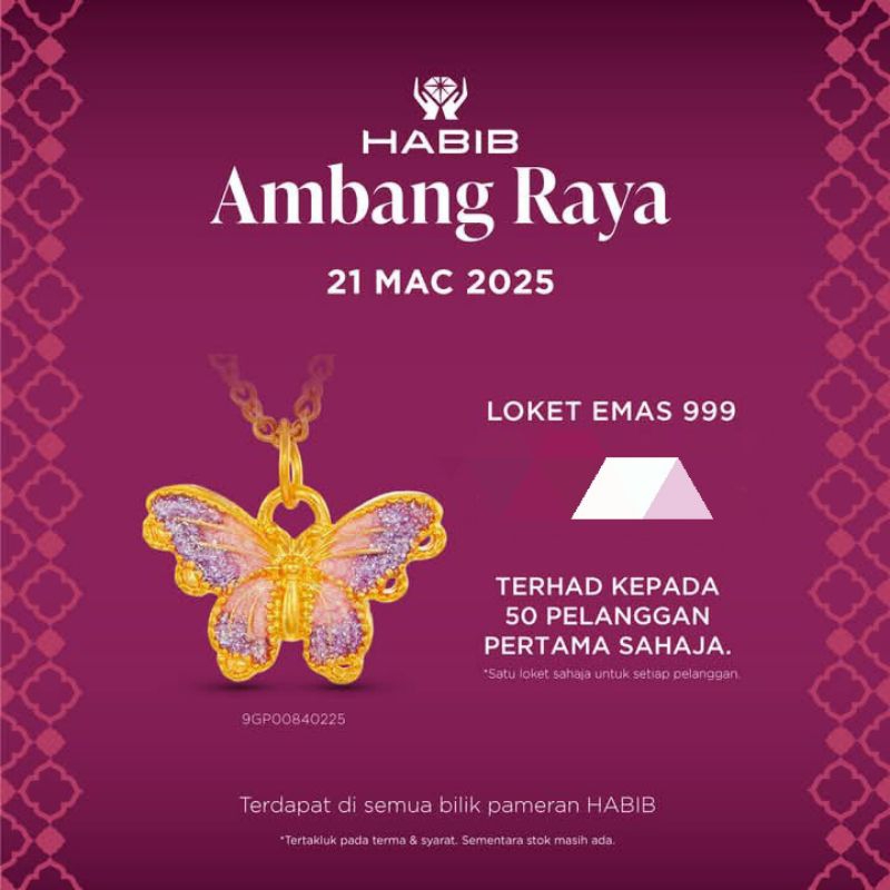 Loket Emas Habib (Au 999) Reka Bentuk Rama-Rama | Shopee Malaysia