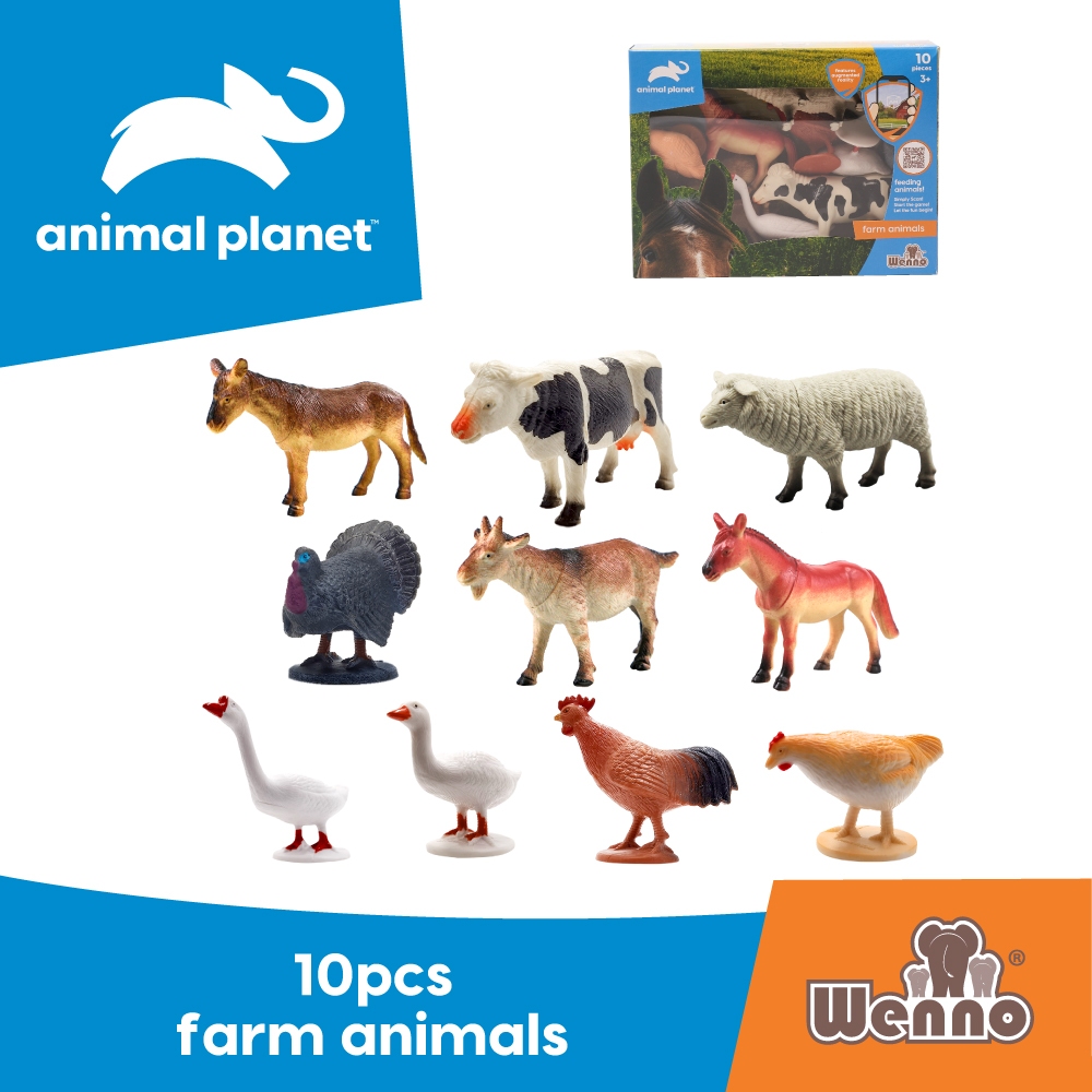Wenno x Animal Planet 10pcs Farm Animals in window box Educational ...